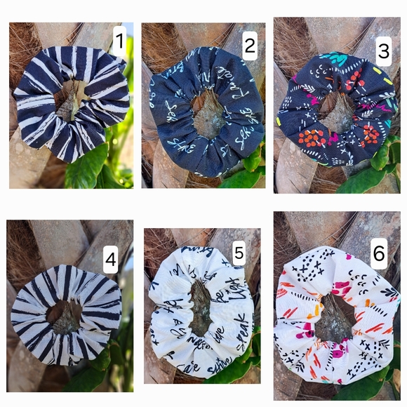 Hand Crafted | Accessories | One Scrunchie 0 Cotton Black White Stripes ...